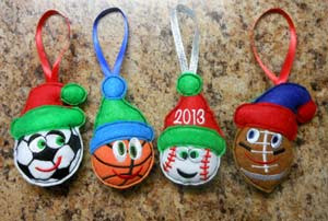 Christmas Sports Ball Embroidery Machine Design Set