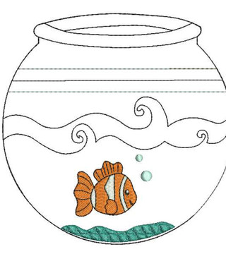Fish Bowl Zipped Case Embroidery machine Design