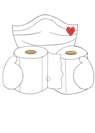 Toilet Paper N Mask Snap On Embroidery Design