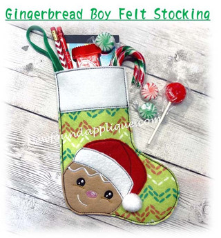 In the Hoop Gingerbread Boy Felt Stocking Embroidery Design