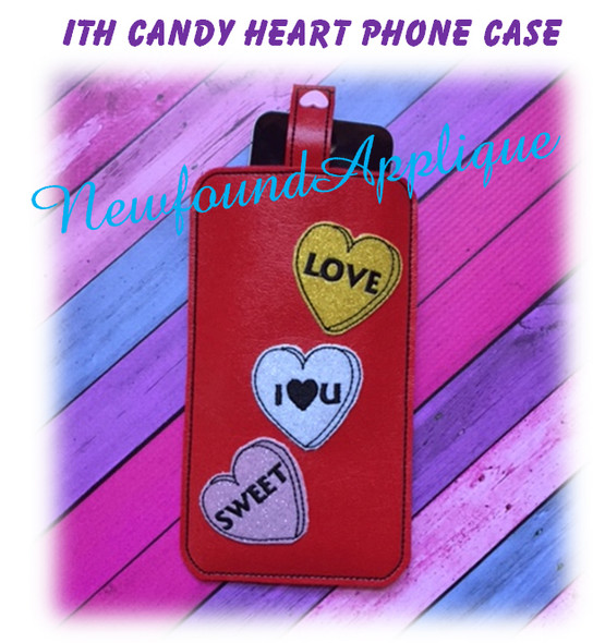 In The Hoop Heart Cell Phone Case Embroidery Machine Design