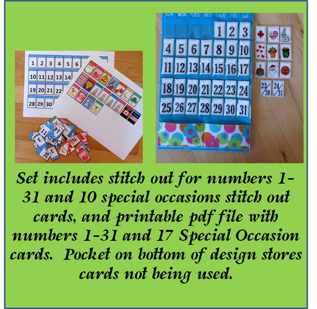 Perpetual Calendar Set Embroidery Machine Design