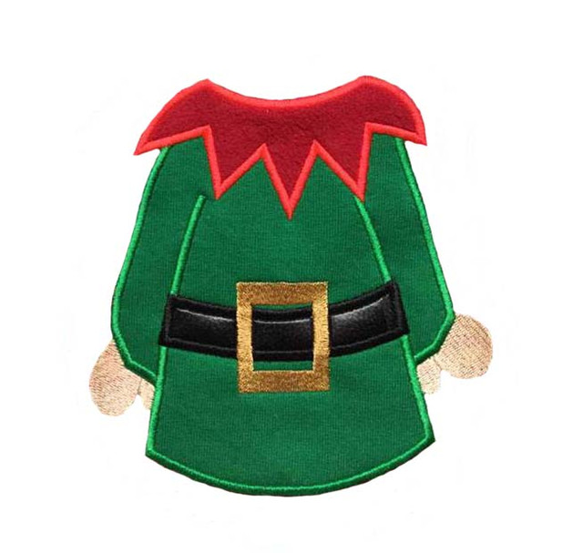 Boy Elf Applique with Bib Template Embroidery Machine Design
