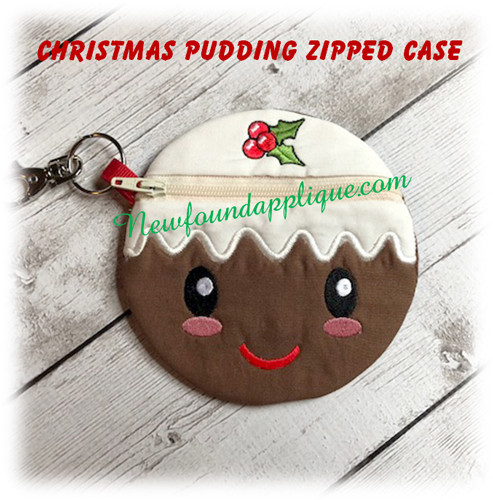 Christmas Pudding Zipped Case and Key Fob Set