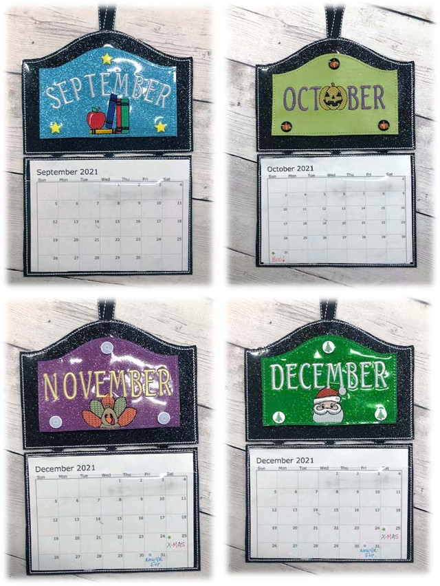 In The Hoop Calendar 5x7 Machine Embroidery Design Set - Newfound Applique