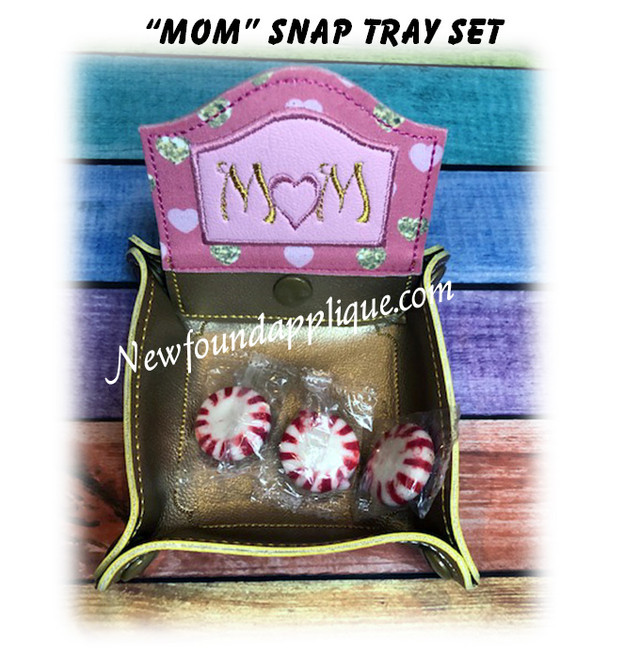 In The Hoop Sweet Heart Snap Tray Embroidery Machine Design