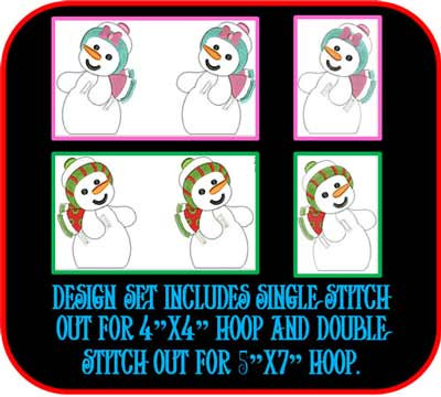 Snowman Candy Cane Holder Ornament Design Set - Newfound Applique