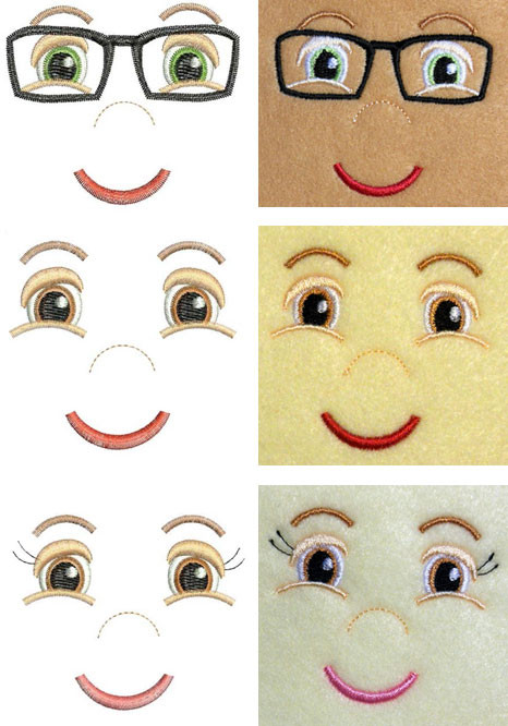 Doll Face Embroidery Machine Design Set - Newfound Applique