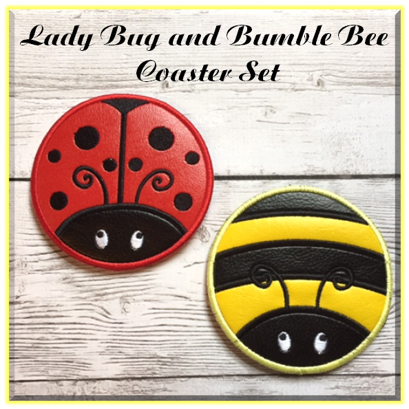 In The Hoop Bumble Bee & Lady Bug Coaster Embroidery Set