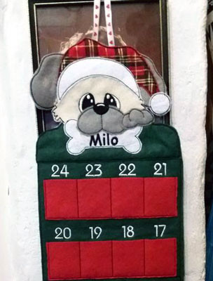 In The Hoop Advent Dog Calendar Embroidery Machine Design