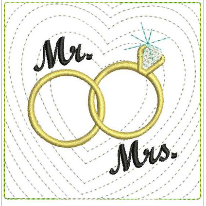 In The Hoop Wedding Ring Coaster Embroidery Machine Design
