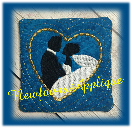 In The Hoop Wedding Bride And Groom Coasters Embroidery Machine Design ...