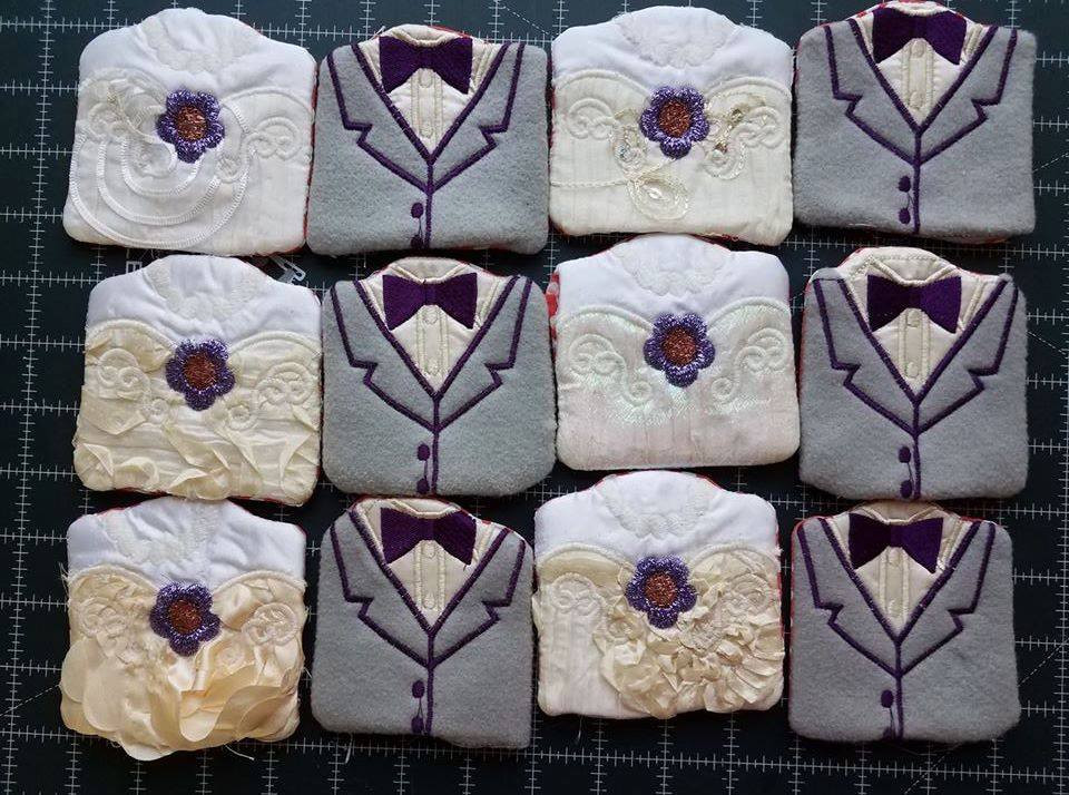 In The Hoop Wedding Bride And Groom Coasters Embroidery Machine Design ...