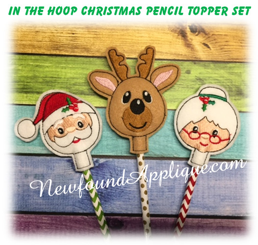 Christmas Pencil Topper Embroidery Machine Design set