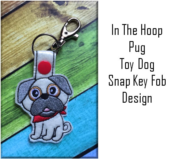 Toy Dog Snap Key Fob Set Embroidry Machine Design