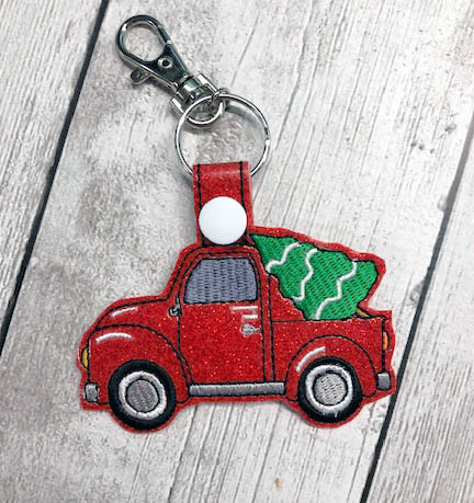 Christmas Truck Key Fob Embroidery Design - In The Hoop
