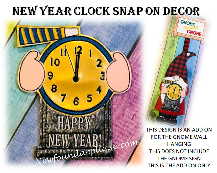New Year's Eve Clock Snap-On Embroidery Design