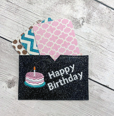 In The Hoop Birthday Card Gift Card Holder - Embroidery
