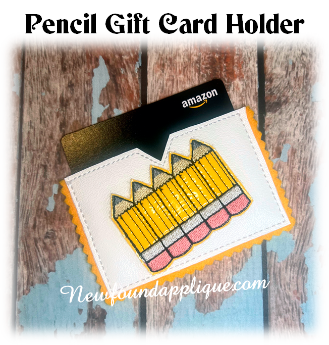 Pencil Gift Card Holder Embroidery Machine Design