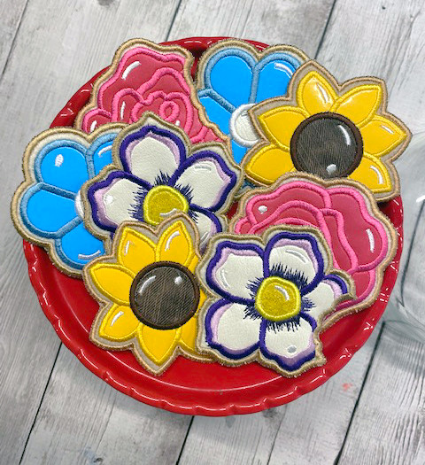 Flower Iced Cookies Felt Food Set Embroidery Machine Designs