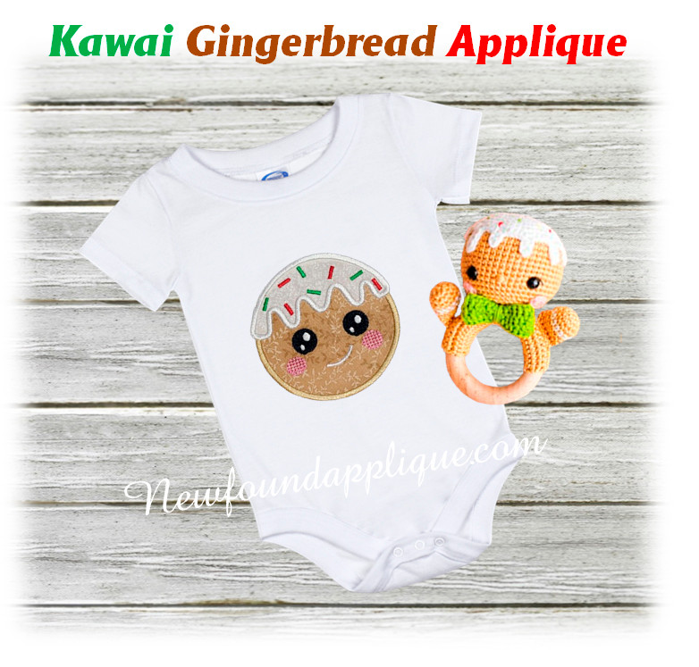 Kawai Gingerbread Applique Embroidery Machine Design