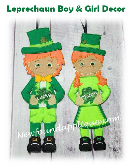 Boy And Girl Leprechaun Decor Embroidery Machine Design set