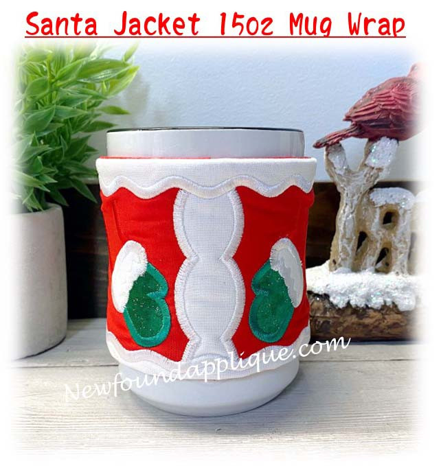 In The Hoop Santa Jacket Mug Wrap Embroidery Machine Design