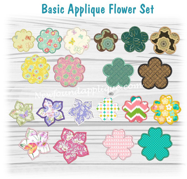 Basic Applique Flower Set Embroidery Machine Designs