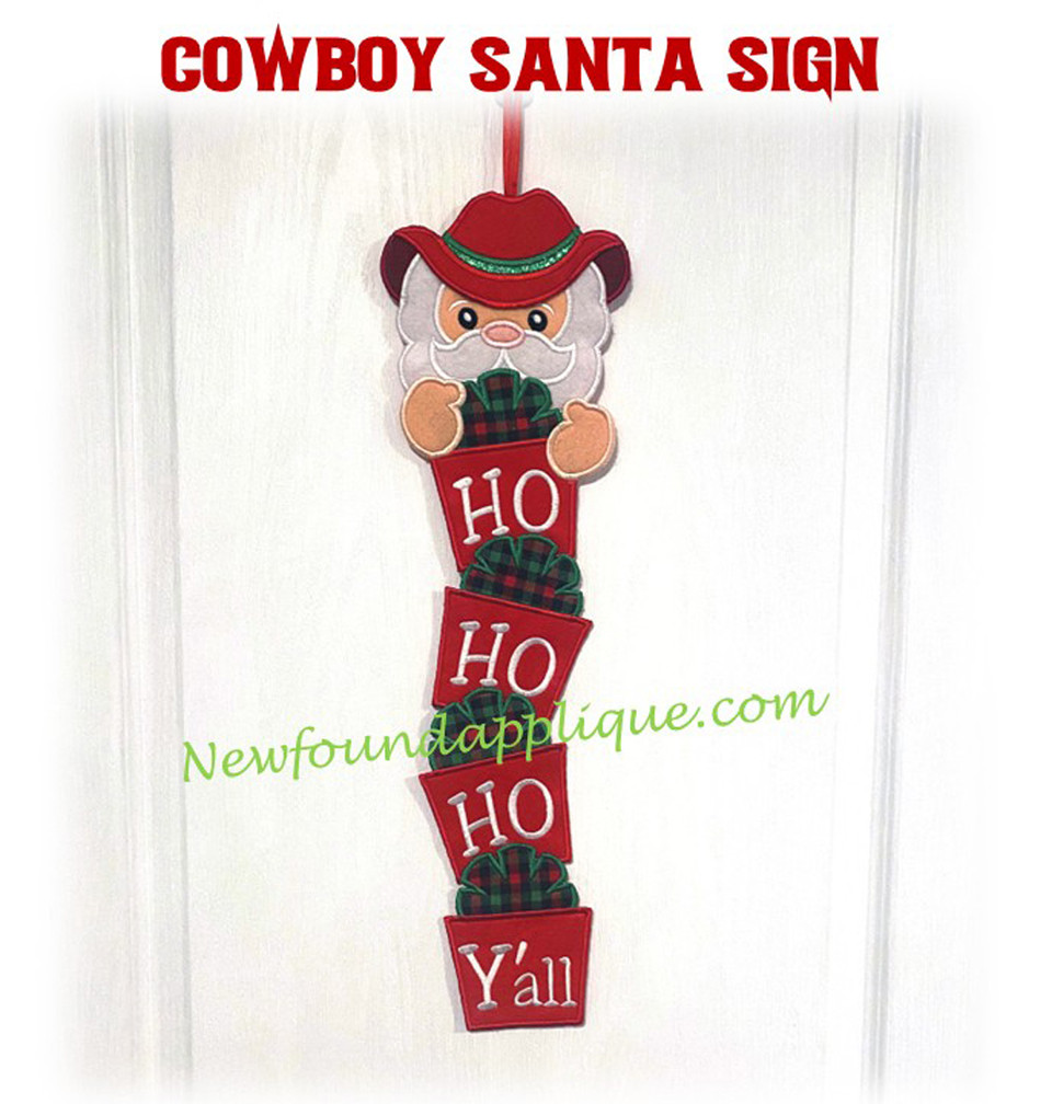 Cowboy Santa Sign Embroidery Machine Design