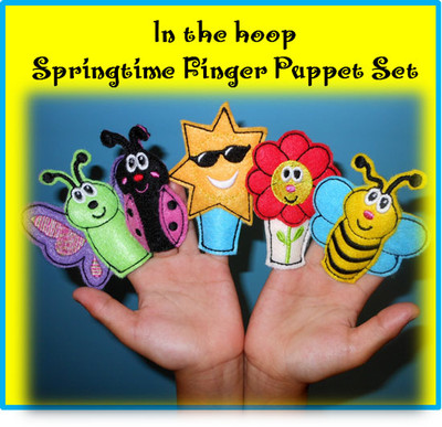 Springtime Finger Puppet Set Embroidery Machine Design