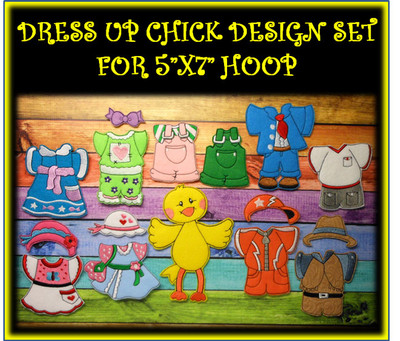 Dress Up Chick Set Embroidery Machine Designs