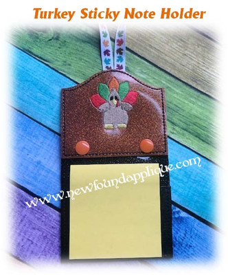 In The Hoop Turkey Sticky Note Holder Embroidery Machine Design ...