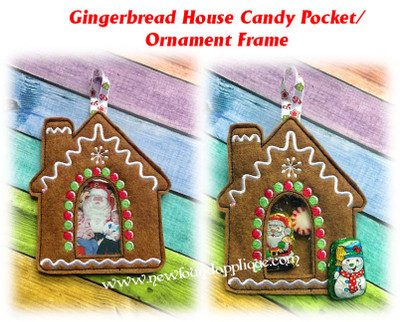 Gingerbread House Treat Pocket Frame Ornament Design