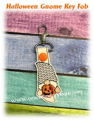 Halloween Gnome Key Fob Embroidery Machine Design