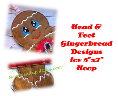 Gingerbread Head and Feet Applique Machine Designs
