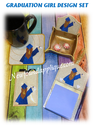 In The Hoop Graduation Girl Embroidery Machine Design Set