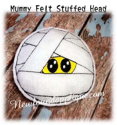 In The Hoop Stuffed Mummy Head Embroidery Machine Design