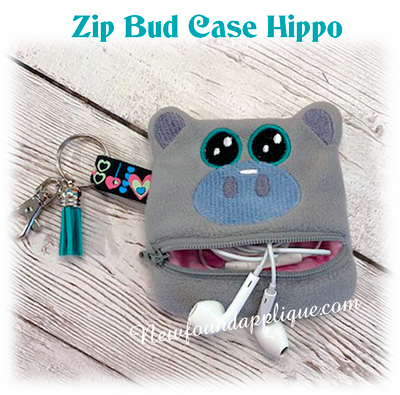 Zipped Buddy Hippo Case Embroidery Machine Design