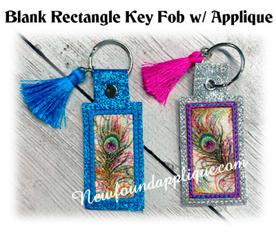 Blank Rectangle Key Fob With Applique Embroidery Design Set