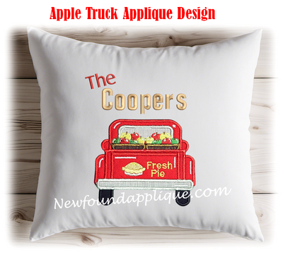 Apple Truck Applique Embroidery Machine Design for Crafting