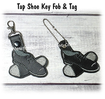 Tap Shoe Key Fob n Tag Embroidery Machine Design