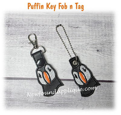 Puffin Key & Tag Set Embroidery Machine Designs