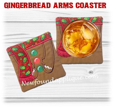 Gingerbread Arms Coaster Embroidery Machine Design