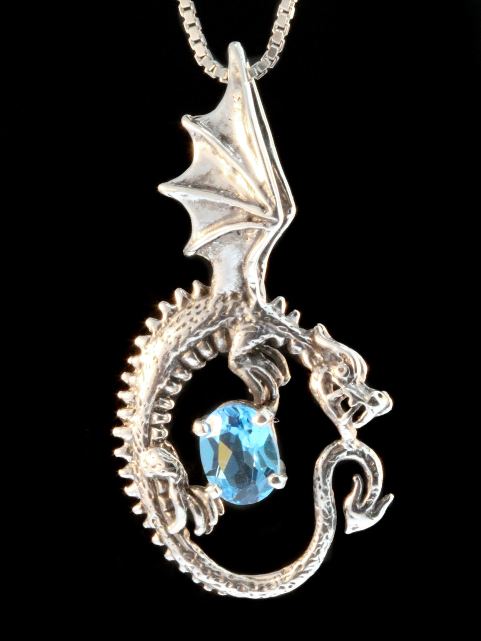 Oracle Dragon Pendant with Gemstone - Silver - Marty Magic Store