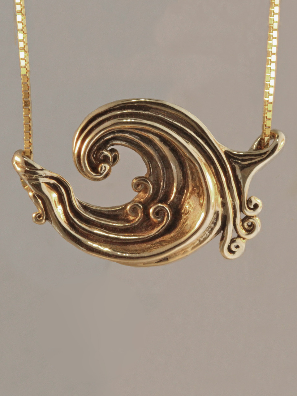 Gold Rip Curl Wave Pendant - 14k Gold - Marty Magic Store