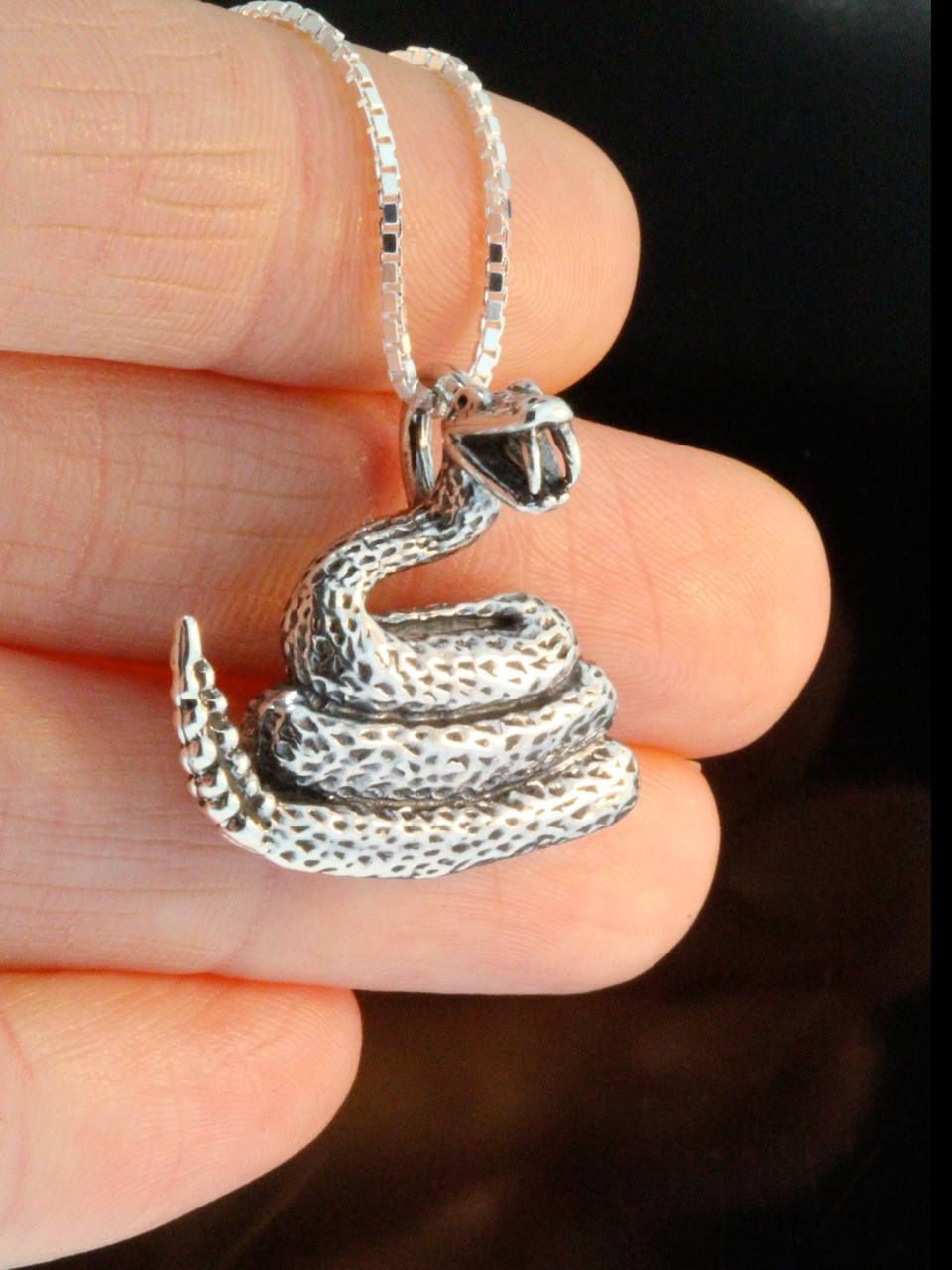 Rattlesnake Pendant - Silver - Marty Magic Store