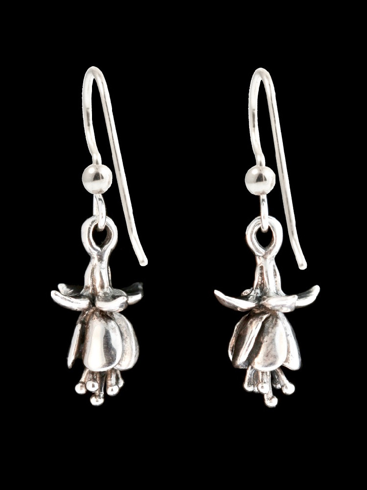 Fuchsia Flower Earrings - Silver - Marty Magic Store