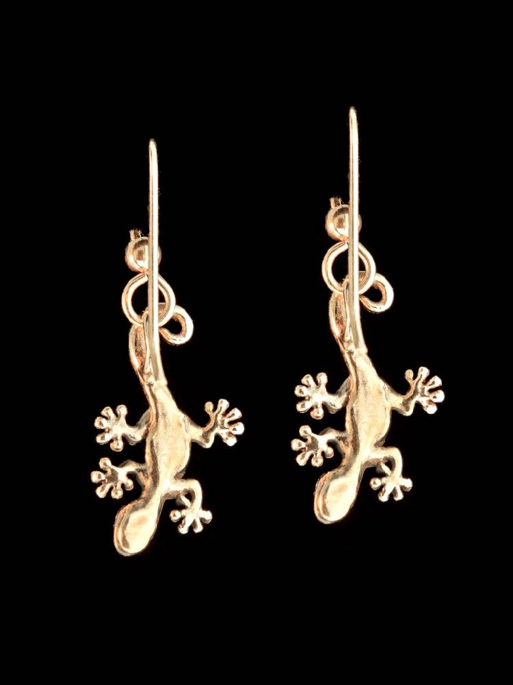 Jungle Jewel Gecko Earrings - 14K Gold - Marty Magic Store