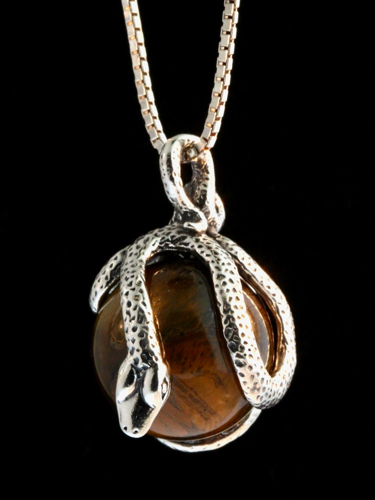 Python Snake Orb Pendant - Silver - Marty Magic Store