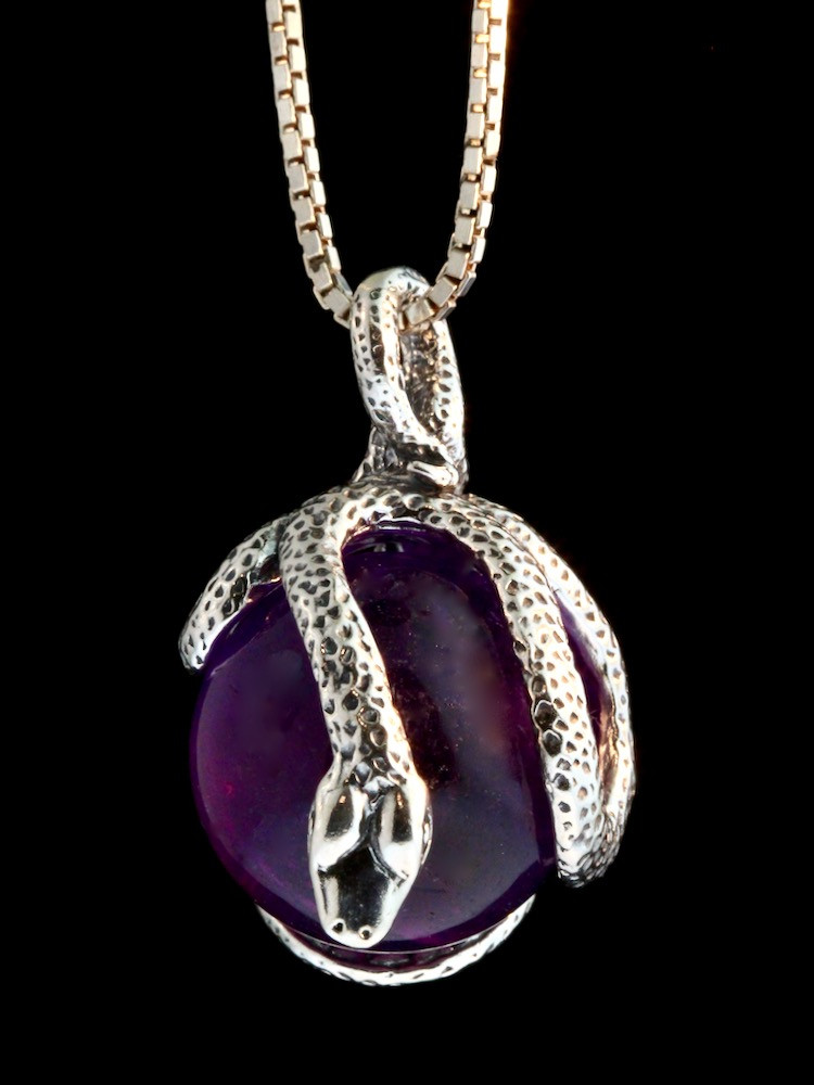 Python Snake Orb Pendant - Silver - Marty Magic Store
